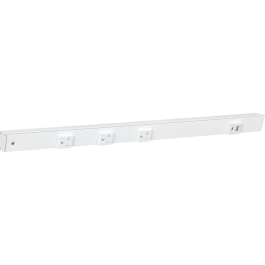 24" Slim Angled Power Strip - Left Wire Entry - 3 White Receptacles ...