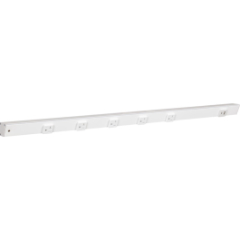 36" Slim Angled Power Strip - Left Wire Entry - 5 White Receptacles ...