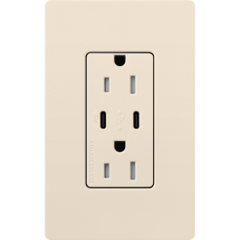 Lutron CAR-15-CCTR-LA Claro 15A Tamper-Resistant USB Type C Duplex ...