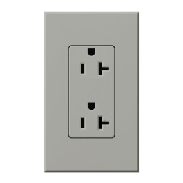 Lutron NTR-20-GR Nova T Architectural 20A Receptacle - Gray | PROLIGHTING