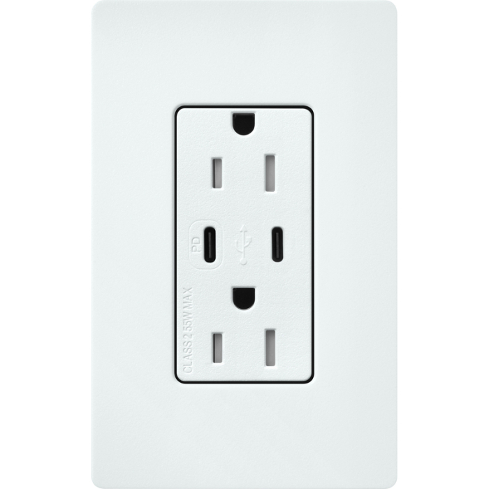 Lutron SCR-15-CCTR-GL Claro 15A Tamper-Resistant USB Type C Duplex ...