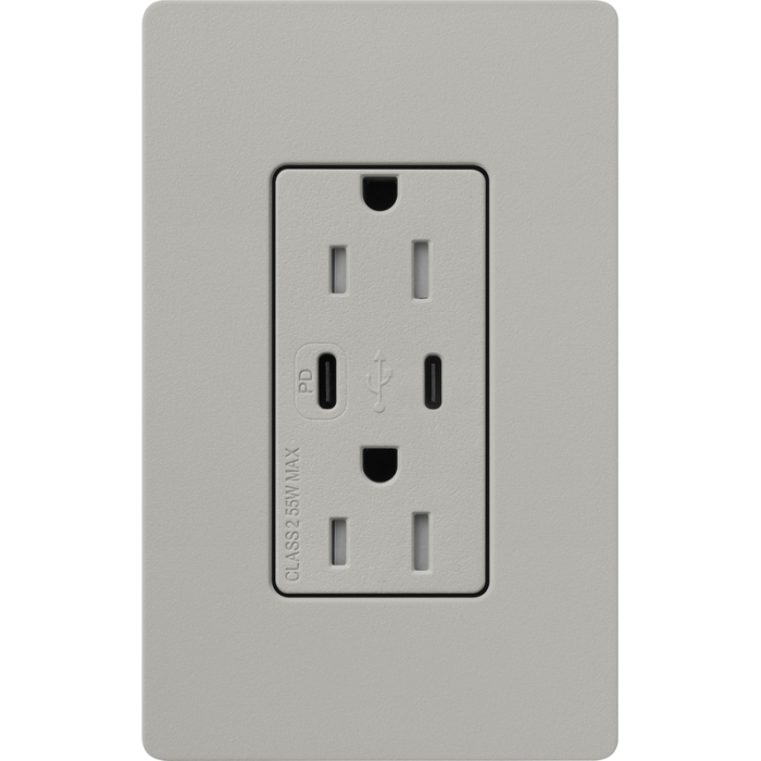 Lutron SCR-15-CCTR-PB Claro 15A Tamper-Resistant USB Type C Duplex ...